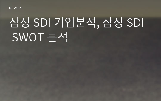 삼성 SDI 기업분석, 삼성 SDI SWOT 분석 레포트
