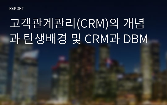 고객관계관리(CRM)의 개념과 탄생배경 및 CRM과 DBM 레포트