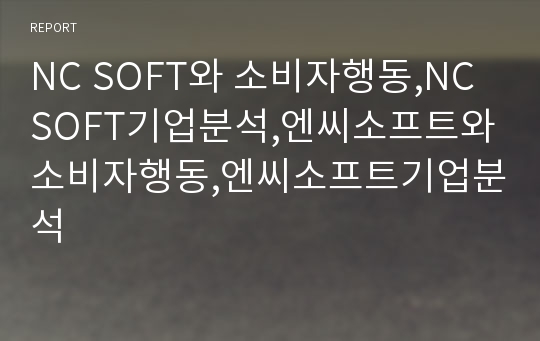 NC SOFT와 소비자행동,NC SOFT기업분석,엔씨소프트와소비자행동,엔씨소프트기업분석 레포트