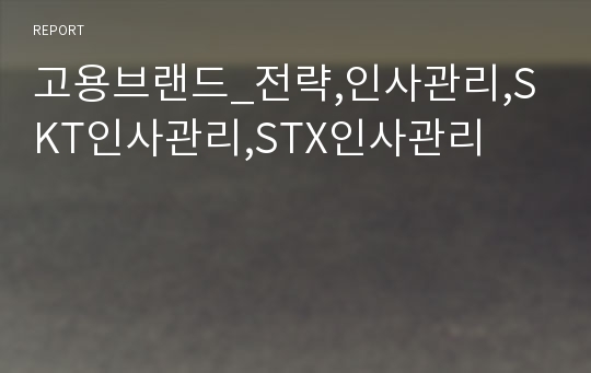 고용브랜드_전략,인사관리,SKT인사관리,STX인사관리 레포트