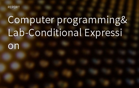 Computer programming&Lab-Conditional Expression 레포트