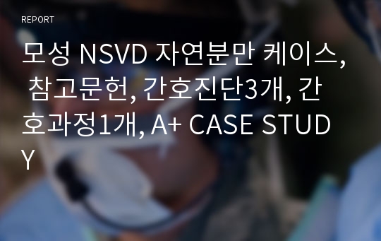 모성 NSVD 자연분만 케이스, 참고문헌, 간호진단3개, 간호과정1개, A+ CASE STUDY 레포트