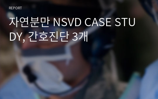 자연분만 NSVD CASE STUDY, 간호진단 3개 레포트
