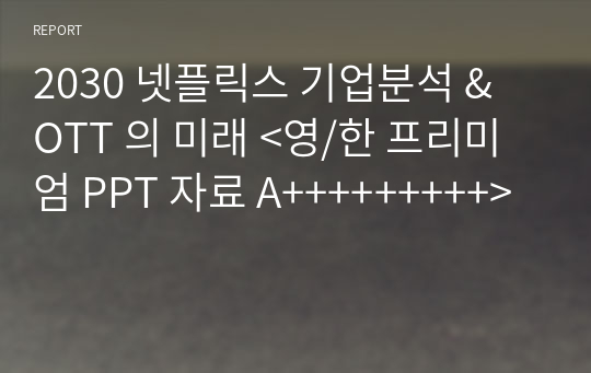 2030 넷플릭스 기업분석 & OTT 의 미래 레포트
