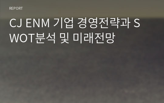 CJ ENM 기업 경영전략과 SWOT분석 및 미래전망 레포트