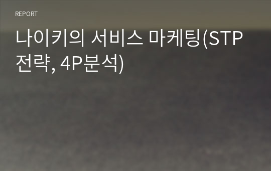 나이키의 서비스 마케팅(STP전략, 4P분석) 레포트