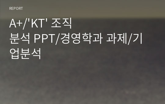 A+/KT 조직 분석 PPT/경영학과 과제/기업분석/KT면접/KT자소서 레포트