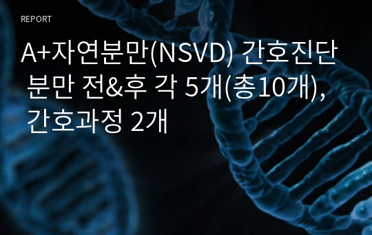 완전 구체적 A+자연분만(NSVD) 간호진단 분만 전&후 각 5개(총10개), 간호과정 2개 레포트