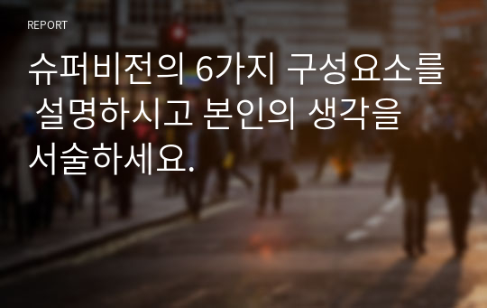 슈퍼비전의 6가지 구성요소를 설명하시고 본인의 생각을 서술하세요 레포트