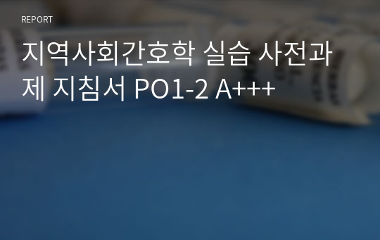 지역사회간호학 실습 사전과제 지침서 PO1-2 A+++ 레포트