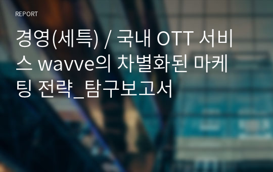 경영(세특) / 국내 OTT 서비스 wavve의 차별화된 마케팅 전략_탐구보고서 레포트