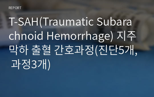 A+ T-SAH(Traumatic Subarachnoid Hemorrhage) 지주막하 출혈 간호과정(진단5개, 과정3개) 레포트