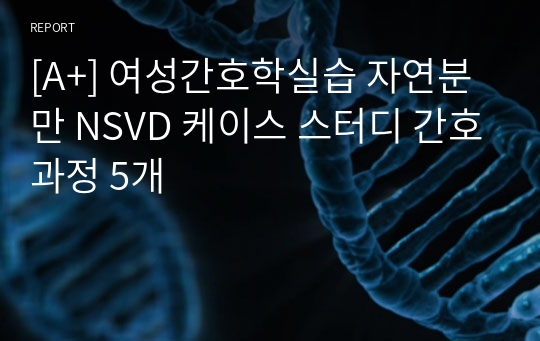 [A+] 여성간호학실습 자연분만 NSVD 케이스 스터디 간호과정 5개 레포트
