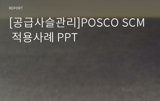 [공급사슬관리]POSCO SCM 적용사례 PPT 레포트